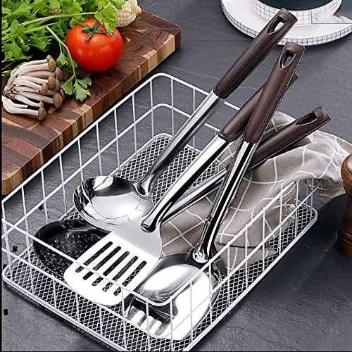 LMMDP 4pcs Stainless Steel Kitchen Utensil Set Spatula Spoon Frying Shovel Colander Noodle Spaghetti Spoon Kitchen Cooking Tools
