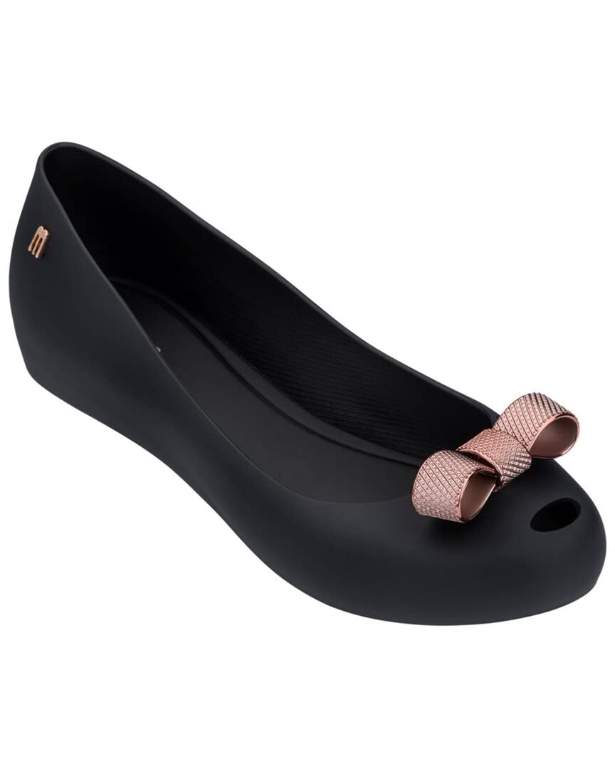 Melissa - Womens Ultragirl Bow Chrome Flats, Size: 8 M US, Color: Black Pink