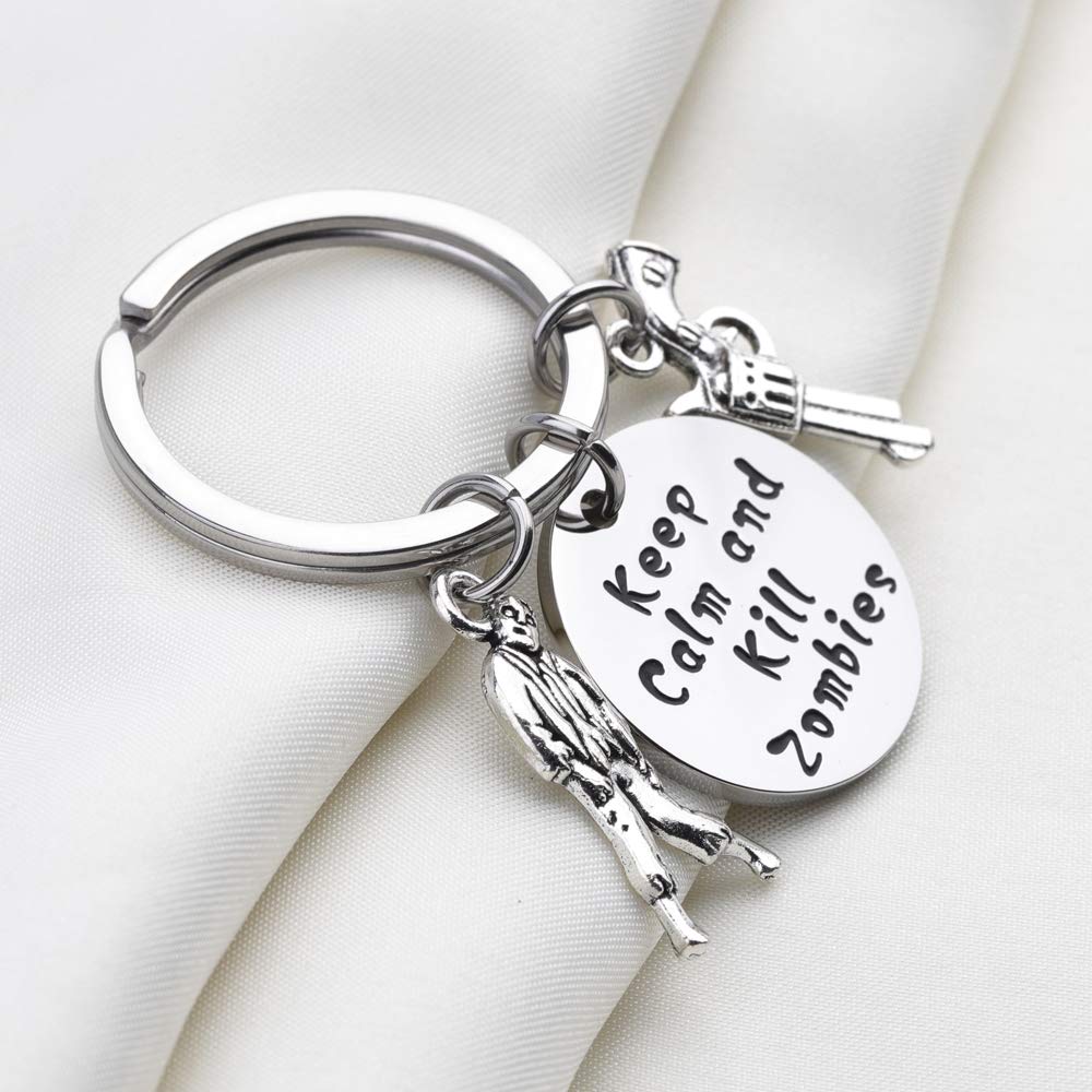 KUIYAI Keep Calm and Kill Zombies Keychain Inspired of Movie Fan Gift (Keychain)