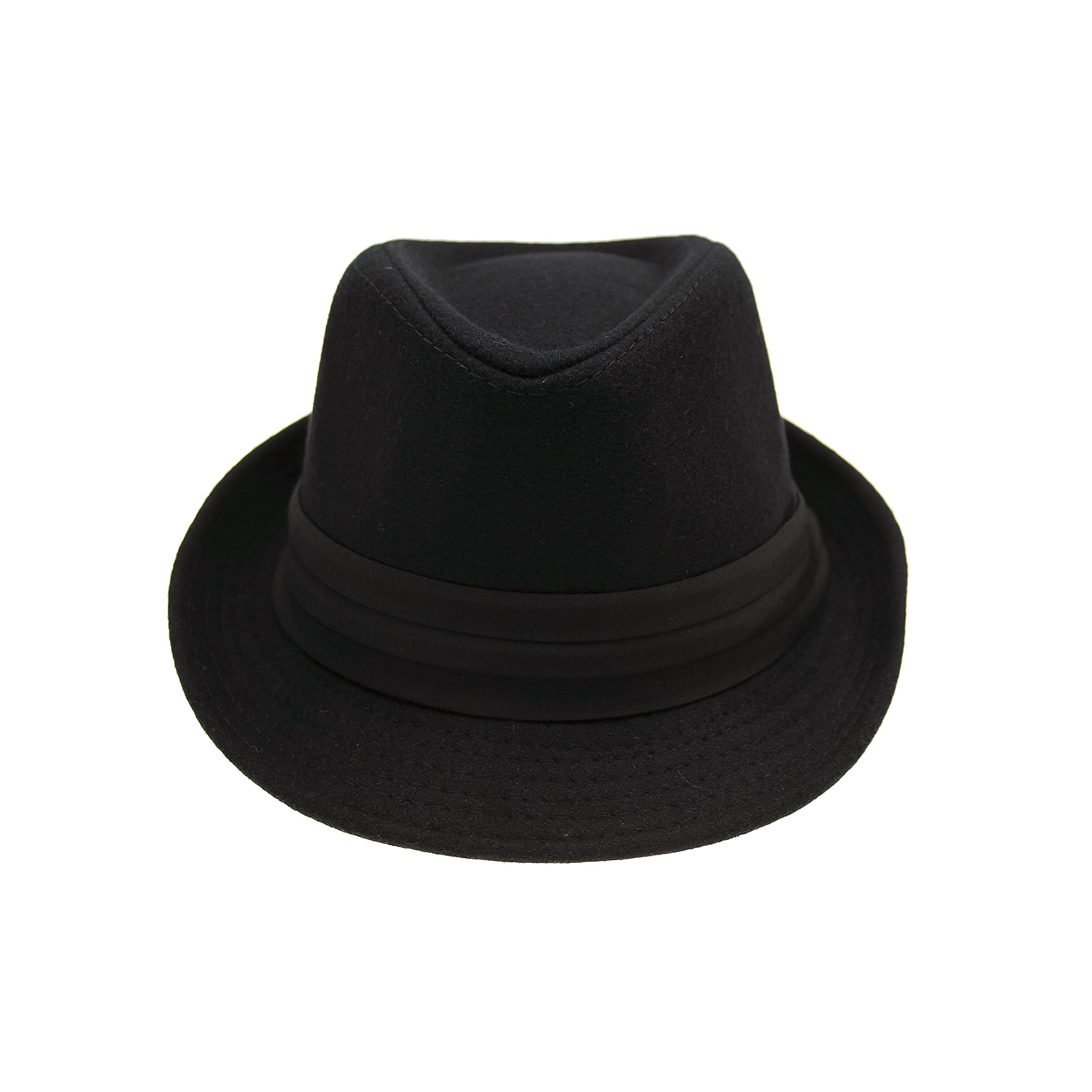 Men Classic Fedora-Hat Felt Manhattan-Gangster-Trilby with Band Unisex Women's Structured Trilby Fedora Hat(Size:S) (US, Alpha, Medium, Black)