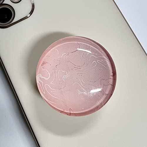 WUYULB Clear Glitter Pink Rose Gold Marble Design Expandible Collapsible Mobile Phone Grip Cell Phone Stand Holder for Smartphones Cellphone Accessory