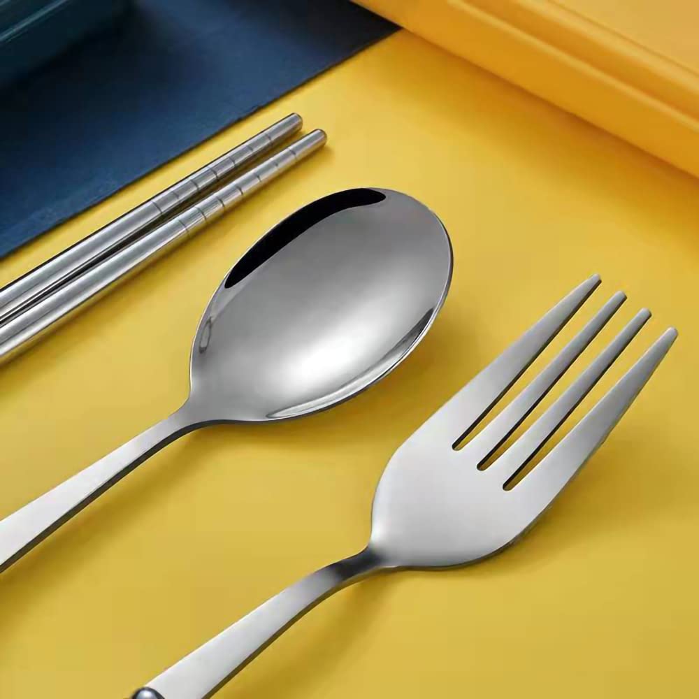 Portable Cutlery Set Reusable Travel Utensils, Stainless Steel Flatware Set, Camping Silverware with Case,3 Pcs green four-leaf clover Stainless Steel Metal Chopsticks Spoon and Fork gift box set