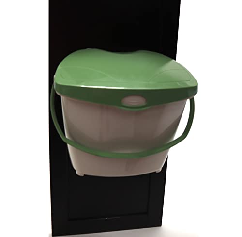 Redmon For Kids Sure-Close Kitchen Food Scrap Lid Pail, Tan-Eco Green