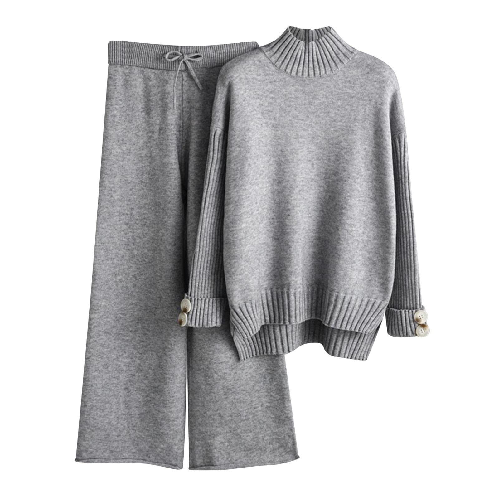 Suits for Women Women's Knitted Set Autumn And Winter Knitting Suit High Collar Sweater Long Trousers