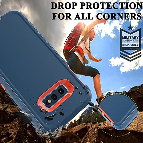 YmhxcY Cases with Explosion-Proof Film[2 Pack] and Camera Lens Screen Protective Film[2 Pack], Heavy Protection Cover for Samsung Galaxy S10E-Blue and Orange