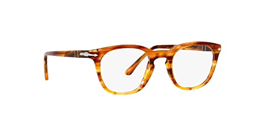 Persol PO3258V Round Prescription Eyewear Frames, Striped Brown/Demo Lens, 48 mm