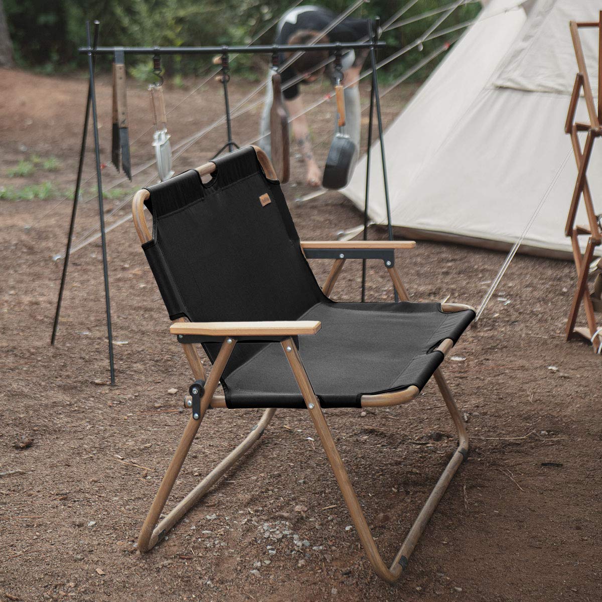 Naturehike 2 Person Folding Camping Chair, Portable Camping Loveseat with Solid Wood Armrest, Double Lawn Chairs for Outdoor Patio Beach Picnic, Supports 350lbs