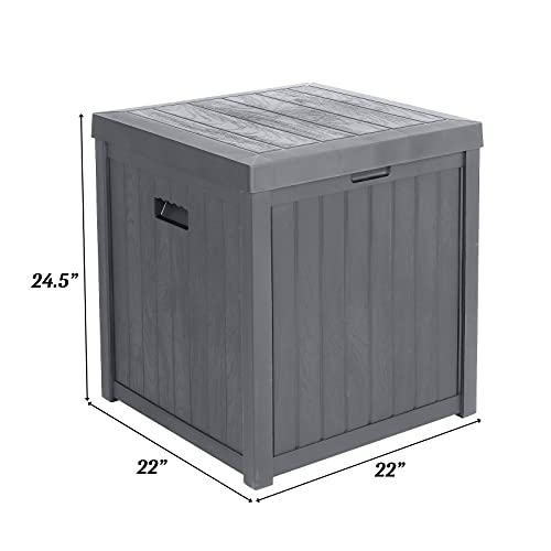 VINGLI 51 Gallon Medium Deck Box Organization, Resin Storage Box for Patio Furniture or Tools, Indoor & Outdoor Lockable Container Box for Garden, Pool, Yard, Porch and Balcony (Grey)