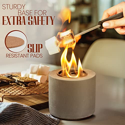 Tabletop Fire Pit, Fire Bowl with 2 Roasting Sticks | Small, 91% Isopropyl Alcohol Mini Fire Pits for Balcony, Patio Décor -Portable Fire Pit for Camping and Hiking | Smores Kit