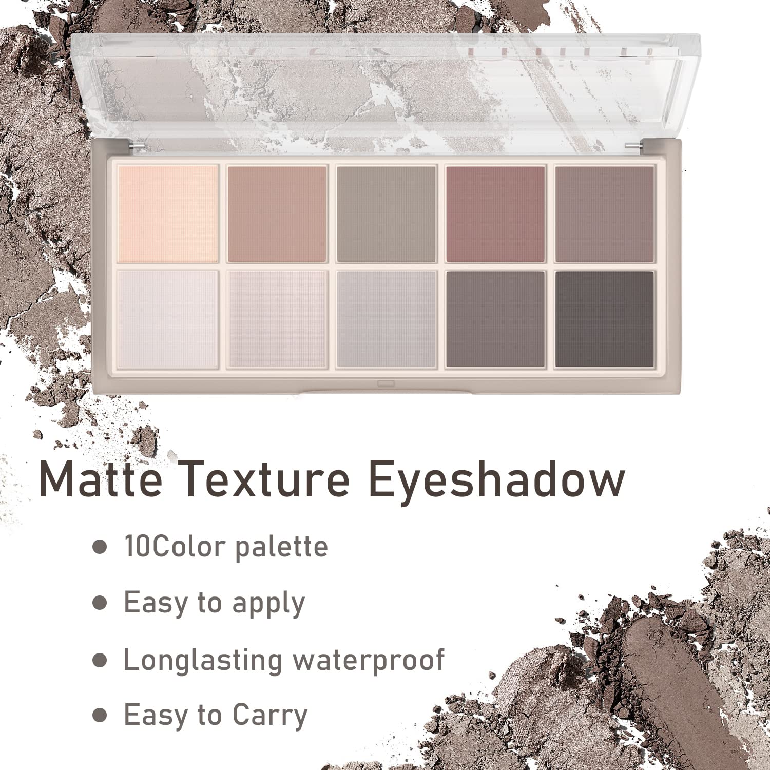 Sulily 10 Colors Eyeshadow Palette Makeup, Matte Naked Eye Shadow,High Pigmented, Naturing-Looking, Ultra-Blendable,Long Lasting High Pigmen with 2 Eyeshadow Brush(04#Cement color)