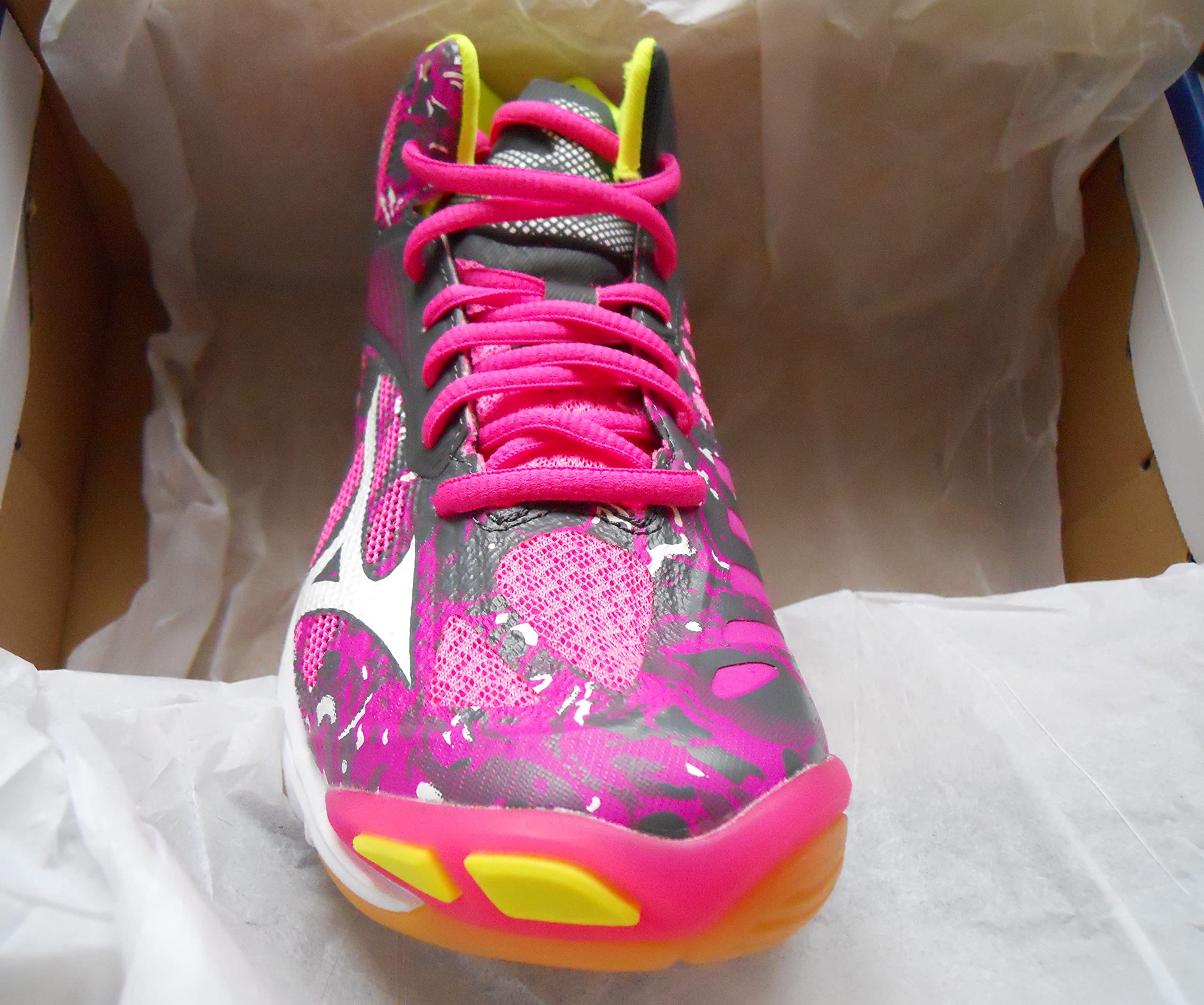 Mizuno Wave Lightning Z4 Mid Volleyball Shoes (Women's Size 6) Pink/Grey