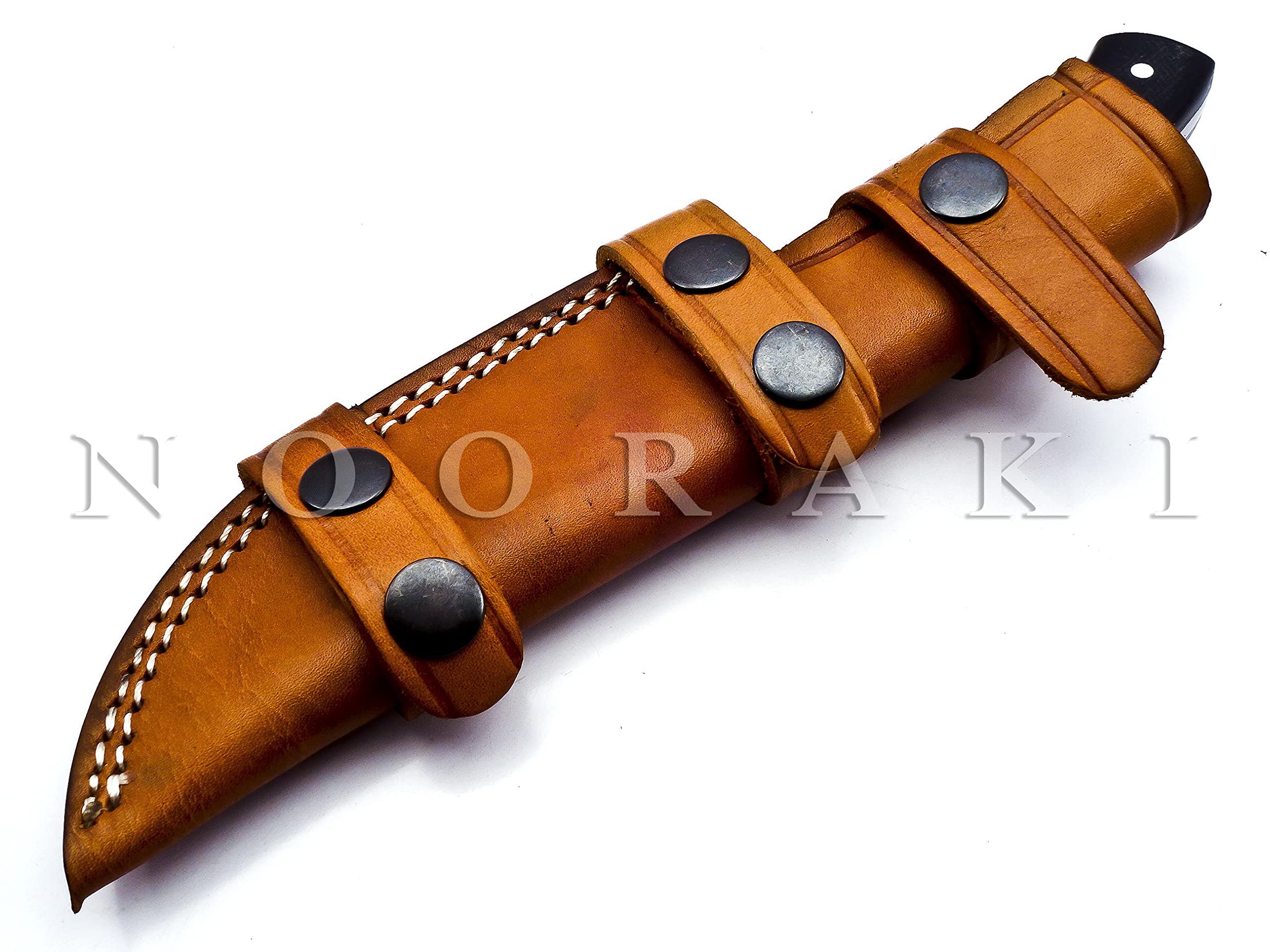 Nooraki HK-321 Knives 9-inch Overall, Beast Hunter, Hunting Knife - Full Tang Fixed Blade D2 Steel - Black Micarta Handle with PREMUM Quality Cow Hide Leather Sheath (D2 Steel)