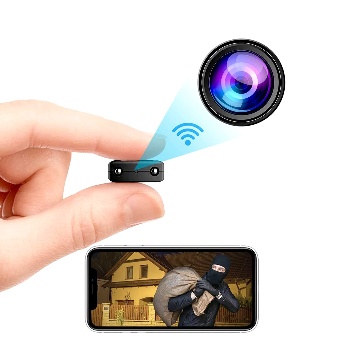 Xpvezl Smaller 2.4GHz WiFi Camera 1080P HD Smart Home Camera Dome IP Surveillance Camera Motion Detection&Night Vision Indoor App Cellphone Control No Battery Type