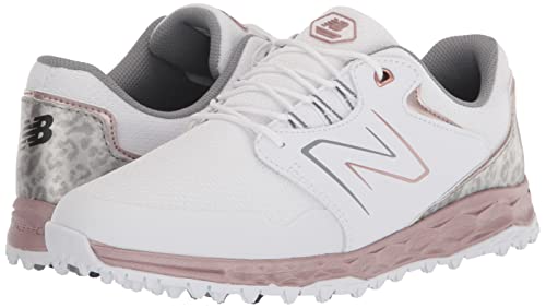 New Balance Women's Fresh Foam Link SL v2 Golf Shoe, White/Rose Gold, 7.5