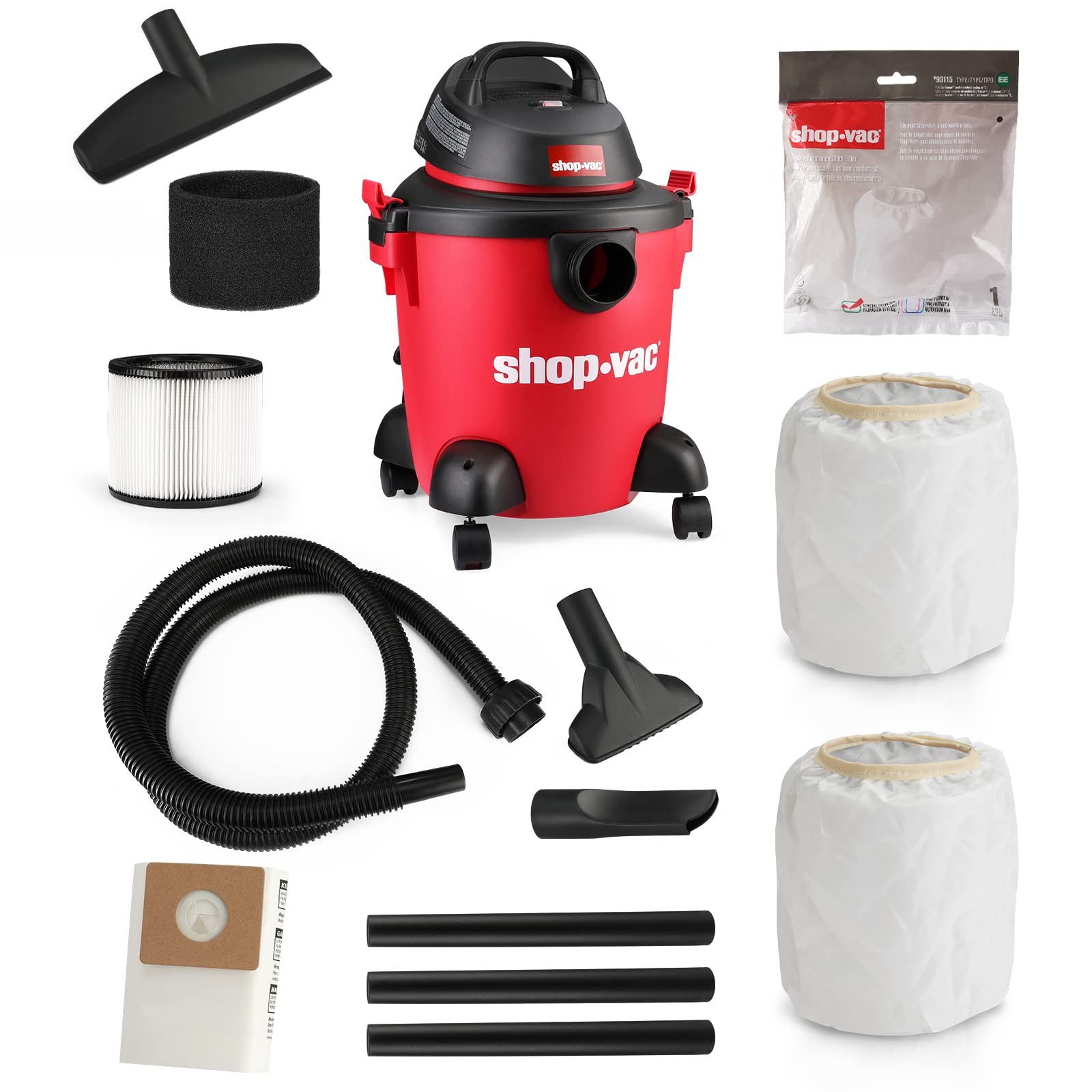 Shop-Vac 5 Gallon 2.0 Peak HP Wet/Dry Vacuum 5971536 + 90115 Dacron Cloth Filter 2 Pack