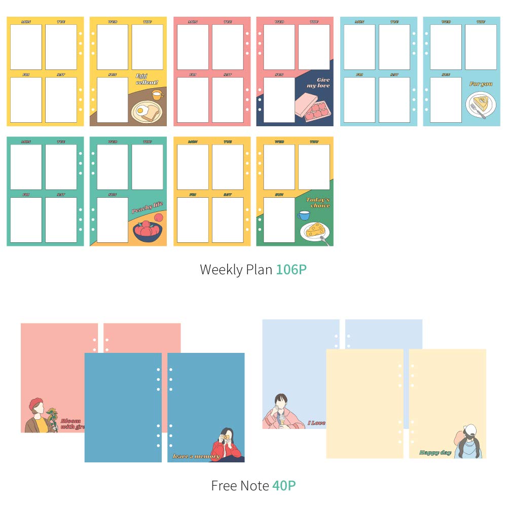 Monolike A5 FALL IN NEWTRO Ver.2 Diary Set, Be full of happiness - Academic Planner Weekly & Monthly Planner with PVC Cover, Zipper bag, Sticker