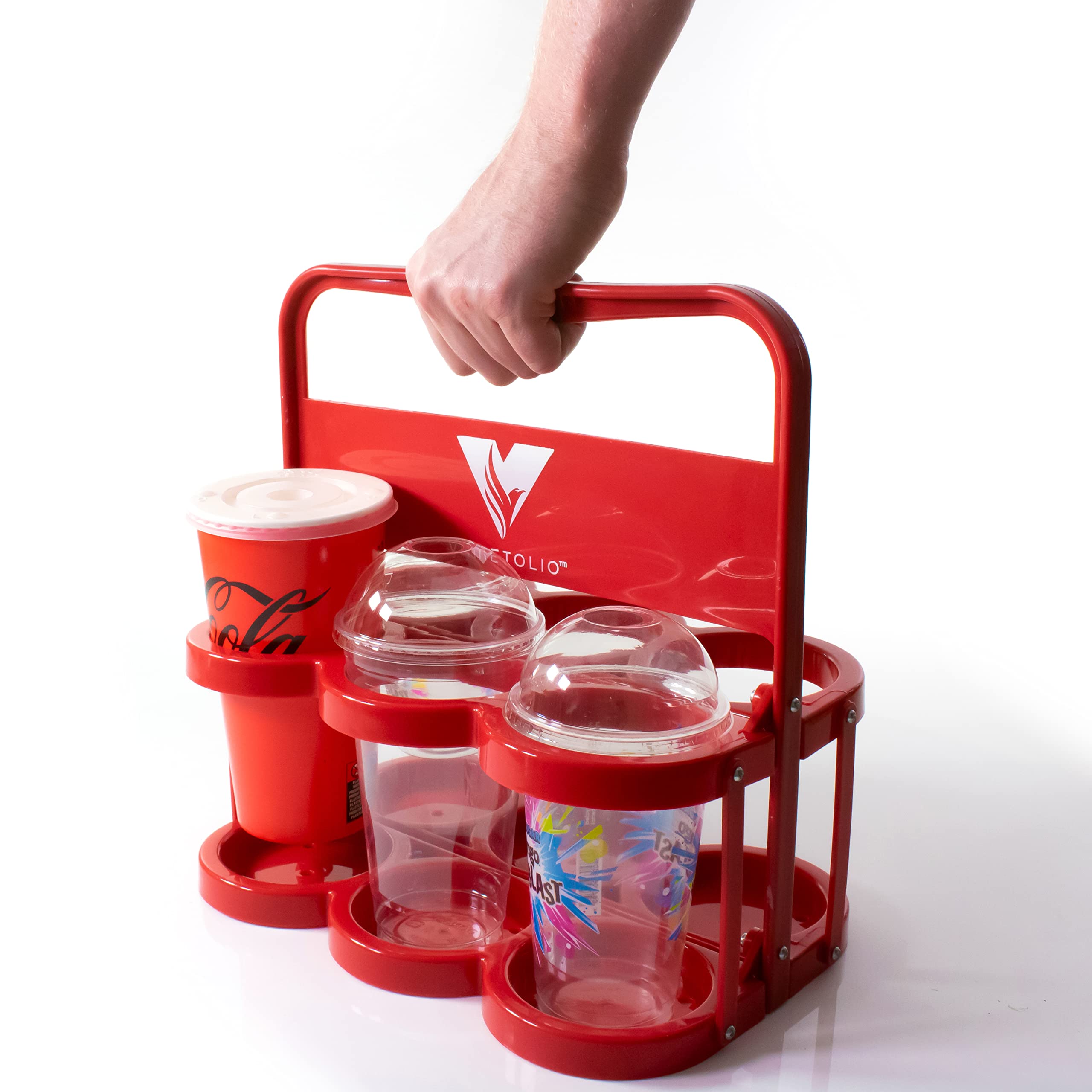 Vametolio Foldable Drink Carrier - Premium Plastic Beverage Caddy - Holder For Small, Med and Large Drinks - For Home Delivery, Catering, Car and Restaurant