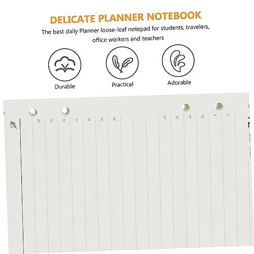 NUOBESTY 2pcs 2024 English Agenda Book inside Page A5 Pocket Notebook Pocket Notepad Daily Planner 2023-2024 Daily Planner 2024 Blank Notebook White Accessories Office Portable Paper