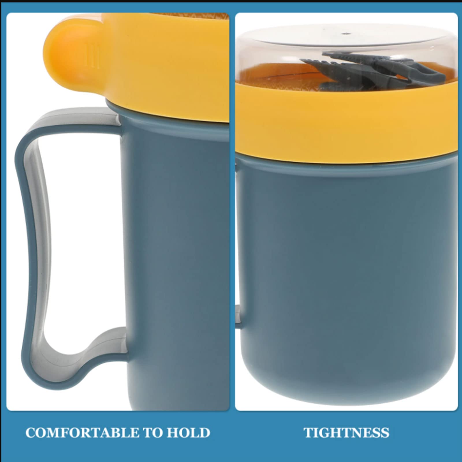 SUNSHNO Soup Mug,18 Ounce Microwave Soup Cups with Lid Allows Food Flasks Oven Milk Cup Food Jar Container for Noodles, Hot Cereal and More in a Single Container-(Yellow)