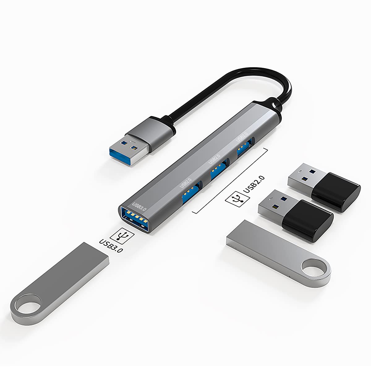 USB 3.0 Hub Extensions, 4-Port USB 3.0 & USB 2.0 Ultra Slim Hub, Portable Multi USB Port HUB for Desktop, Laptop, MacBook, Xbox, PS4, Printer, Flash Drive, Mobile HDD…
