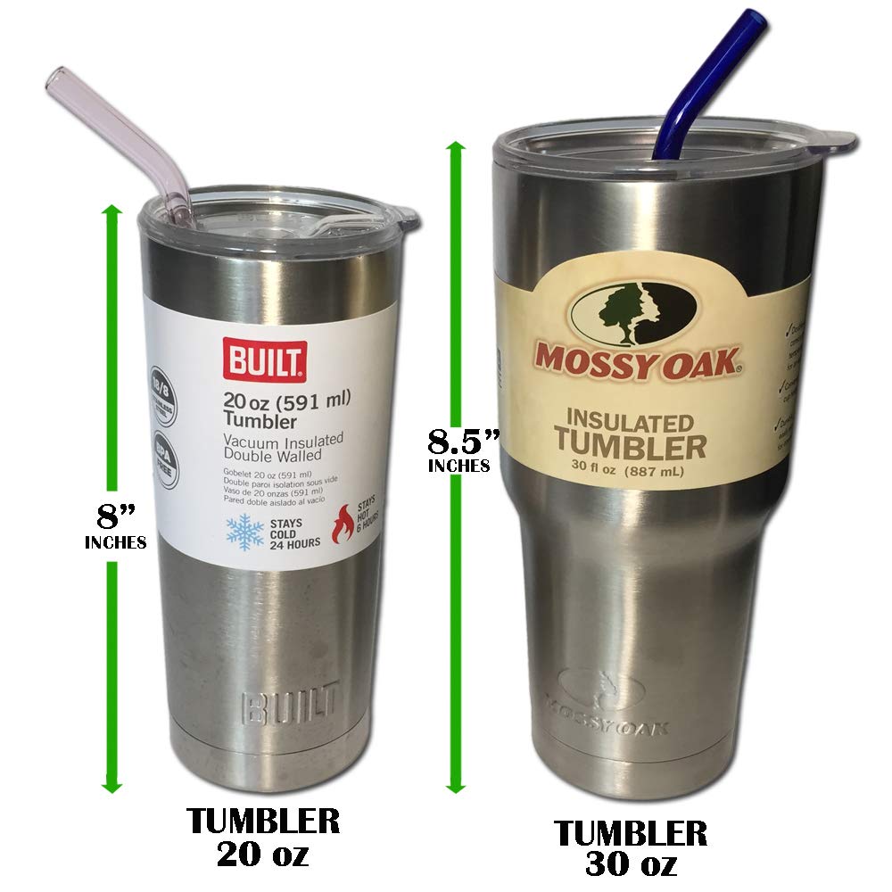Reusable Glass Drinking Straws Set Of 6, Multi-Color 10" Long Straw for Yeti Tumbler, Ozark, Non toxic, Shatter Resistant,A Family Pack That Can Replace All Plastic, Silicone Or Metal Straws.