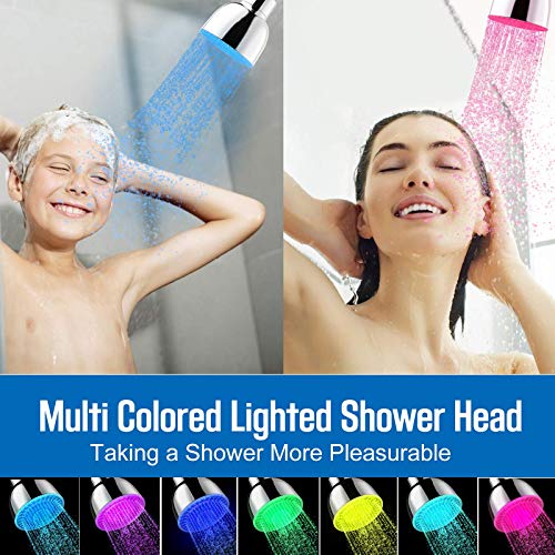 Shower Head With Lights, High Pressure Led Shower Head, 7 Color Changing Rainfall LED Fixed ShowerHead for Bathroom, Luxury Chrome Flow Rain ShowerHead Angle-adjustable for Kids Adult