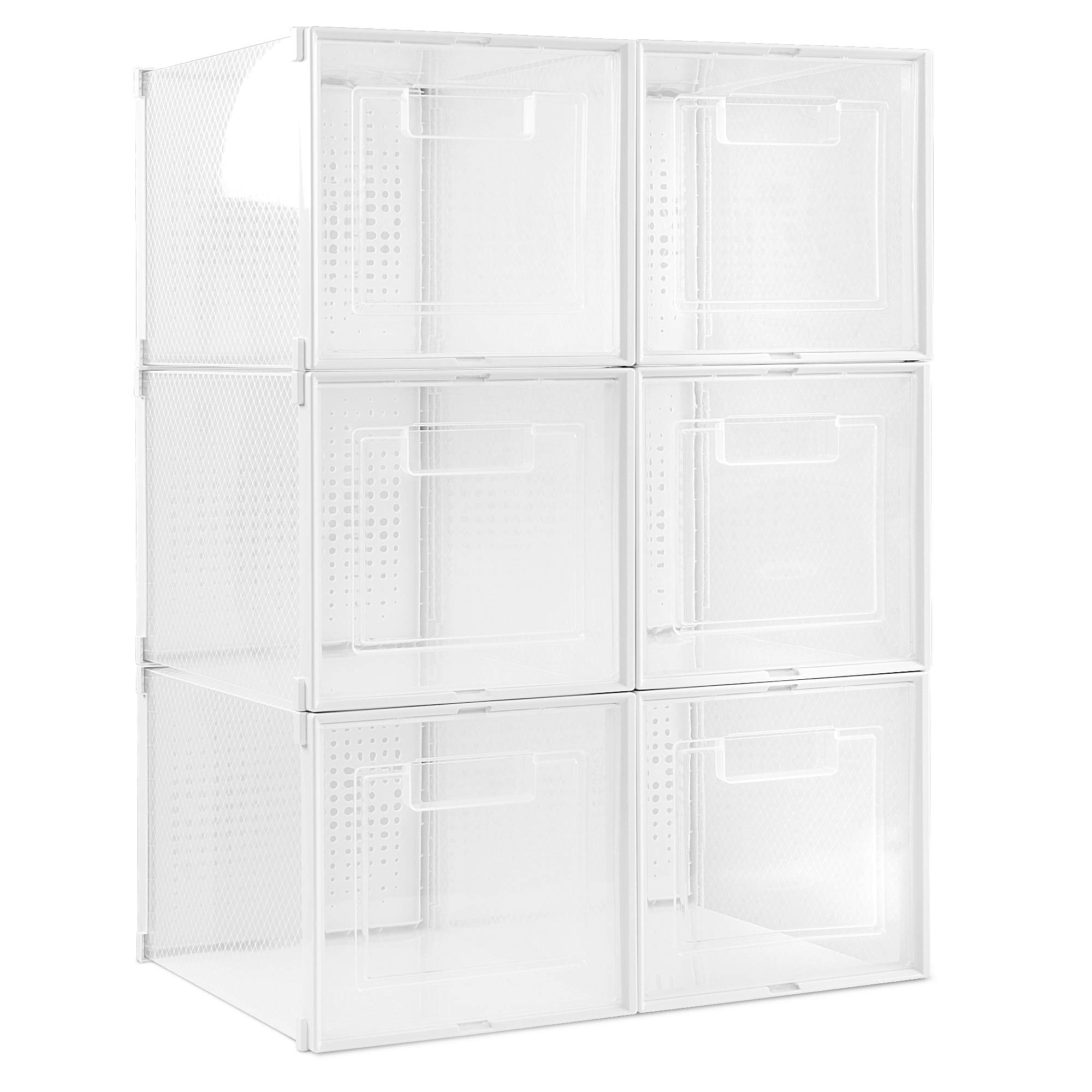 Navaris Shoe Boxes for Heels (Set of 6) - Clear Stackable Transparent Plastic Storage Box Organizer Unit for High Heel Shoes - 13.1" x 8.9" x 8.3"