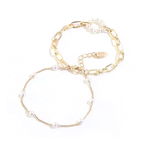 Small design, pearl bracelet, female double layer, pastoral fashion, versatile bracelet (golden)