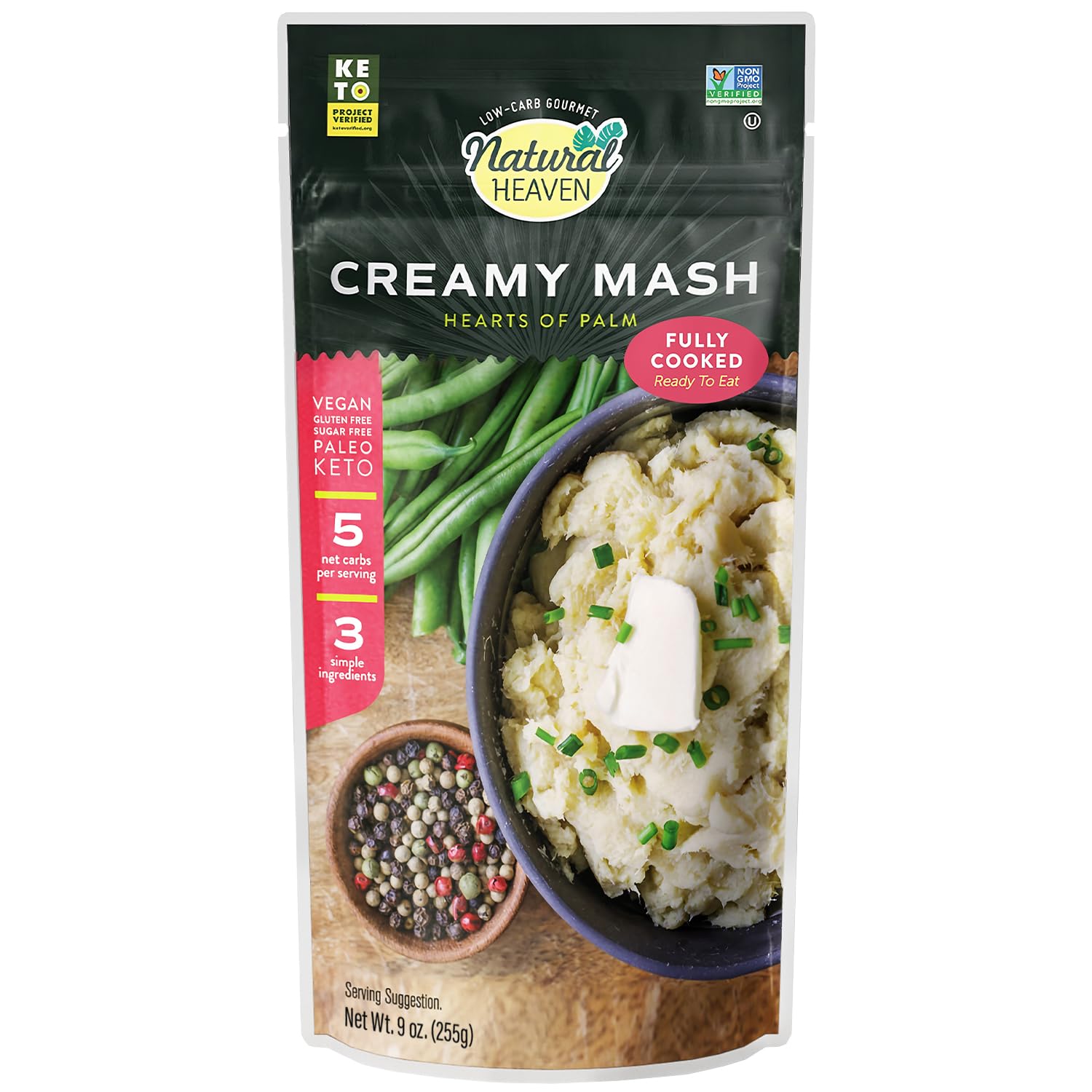 Natural Heaven Hearts of Palm Creamy Mash | Mashed Potato Alternative | Low Carb - 5g of Net Carbs | Gluten & Sugar Free | Keto Food | Paleo | Vegan | Vacuum Packed (12 Ounce â 1 Count)