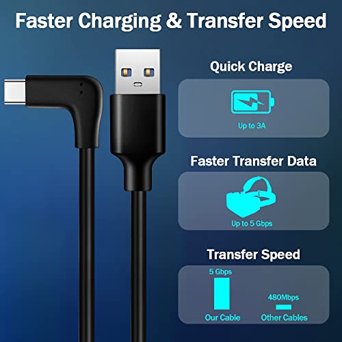 Quest 2 Link Cable 16FT, Upgrade Link Cable VR Quest 2 & Oculus Quest 2 Charging Cable USB C 3.1 Gen1 Cable 5Gbps Data Sync with Right Angle Connector