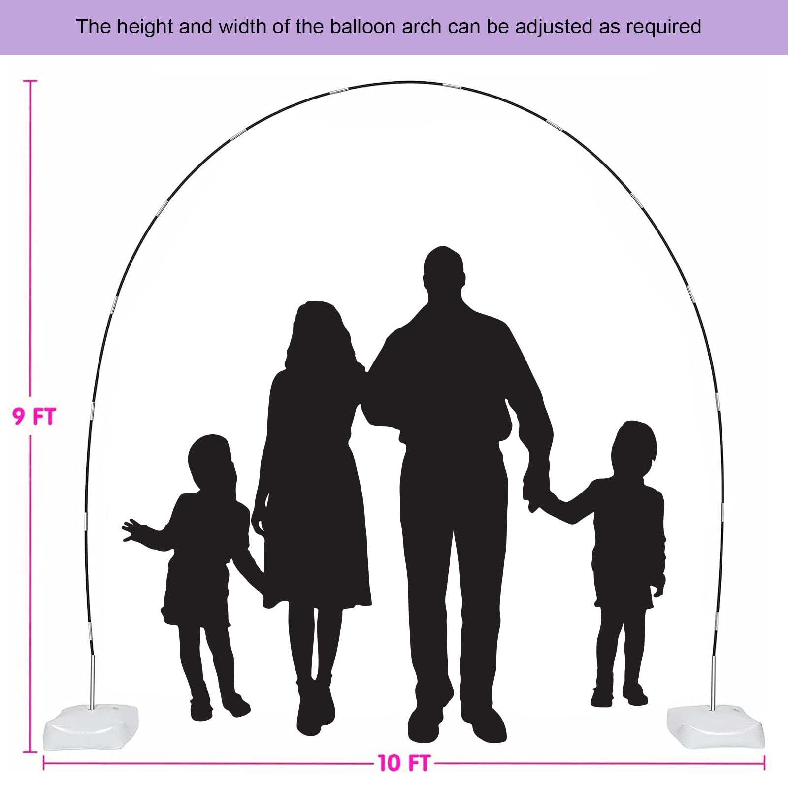 Party Spot! 95 Pcs Balloon Arch Kit, 9Ft Tall & 10Ft Wide Ajustable Balloon Arch Stand For Baby Shower Graduation Birthday Party Wedding Decorations