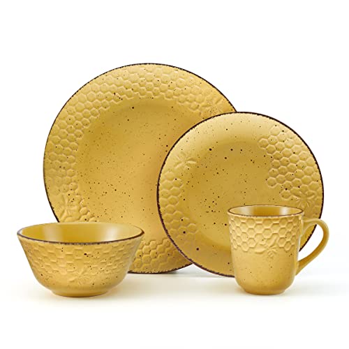 Pfaltzgraff Bumblebee 16 Piece Dinnerware Set, Service for 4, Yellow