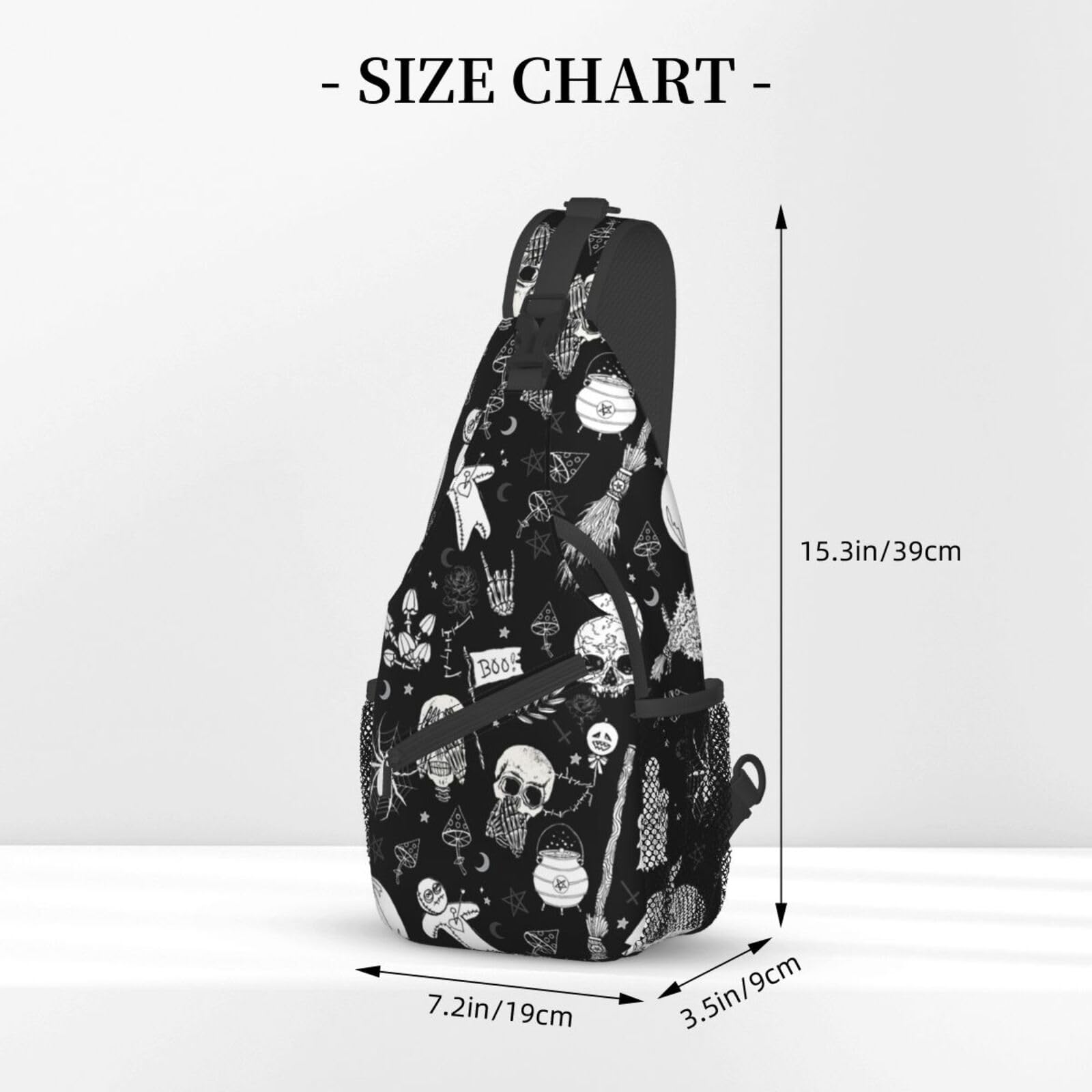 Luirioe Cool Skull Unisex Chest Bags Crossbody Sling Backpack Travel Hiking Daypack Crossbody Bag For Men