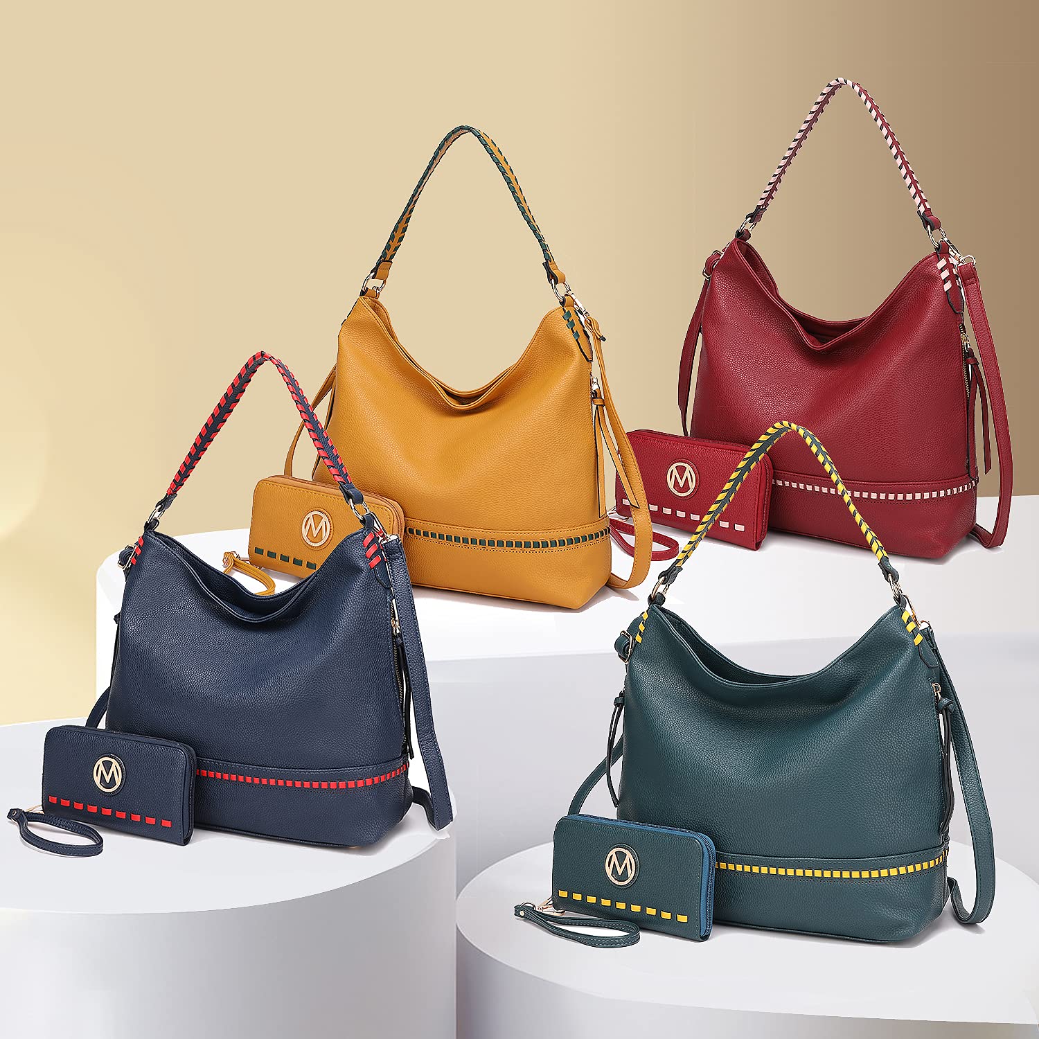 MKF Collection Hobo Purses for Women β Soft PU Leather Handbag Womens Hobo Shoulder bag β Fashion Top Handle Pocketbook Pewter