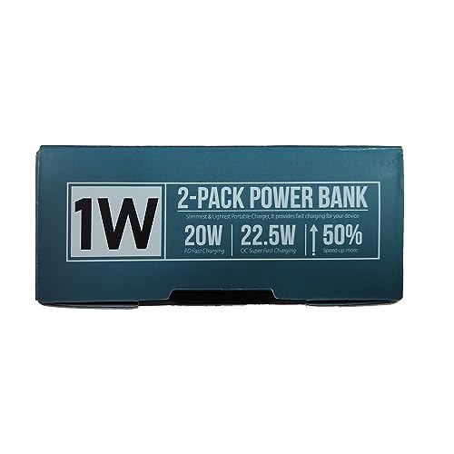 MOSKIZ Portable Charger 2 Pack, 10000mAh Power Bank Fast Charging USB C 20W, Battery Pack for iPhone, Android Cell Phone, Tablet, Lightweight Slim External Charger for Camping, Hiking, Travel
