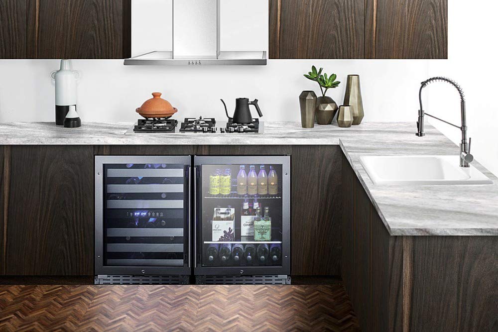 Summit Appliance ALWC532 24" Wide Built-In Wine Cellar, ADA Compliant; 46 Bottles; Automatic Defrost; Glass Door; Full-extension Shelving; Digital Control Panel; Interior Lighting