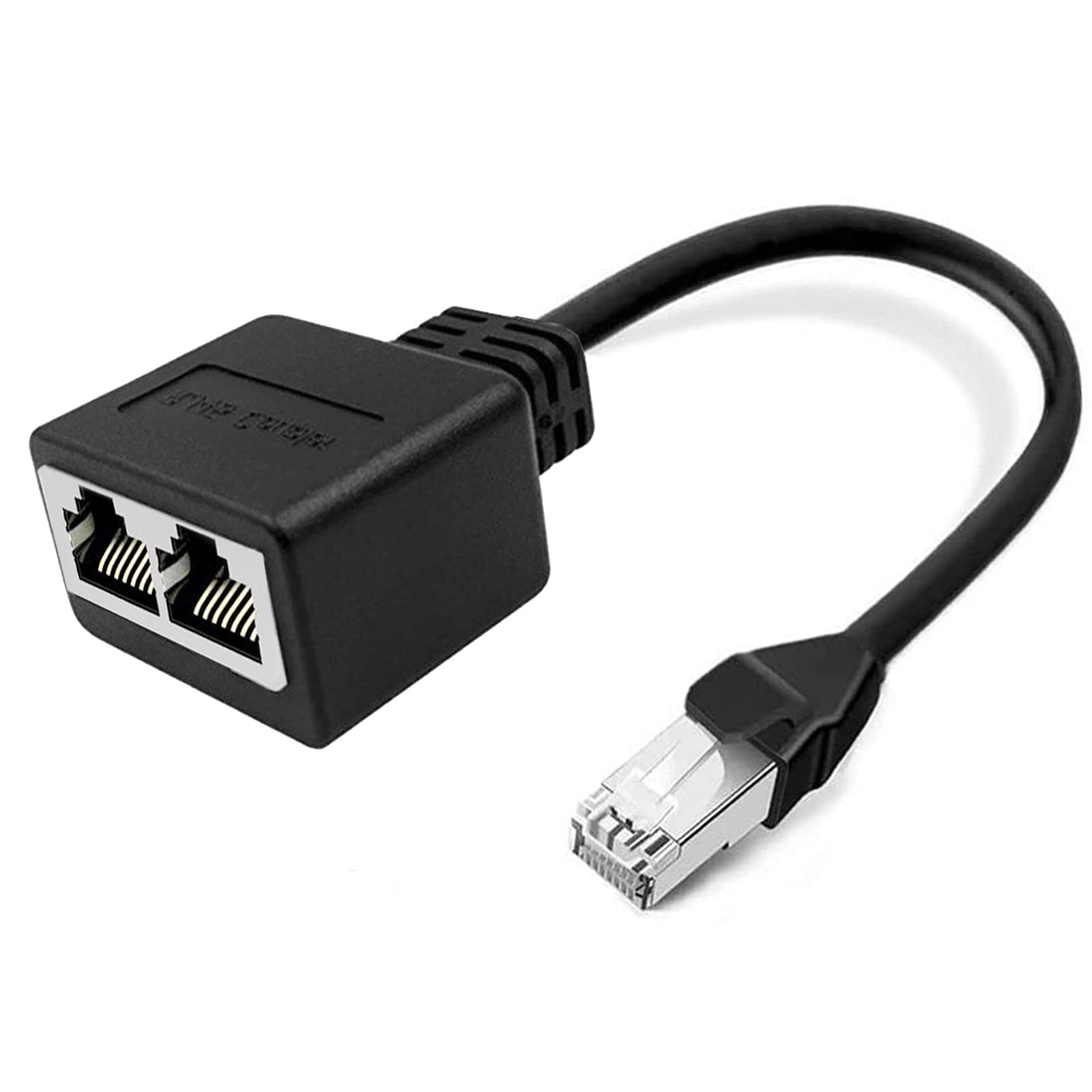Tuliyet Ethernet Splitter, 1 Male to 2 Female Network Adapter RJ45 LAN Ethernet Socket Connector Adapter Suitable Super Cat5/Cat5e/Cat6 LAN Ethernet Cable Splitter