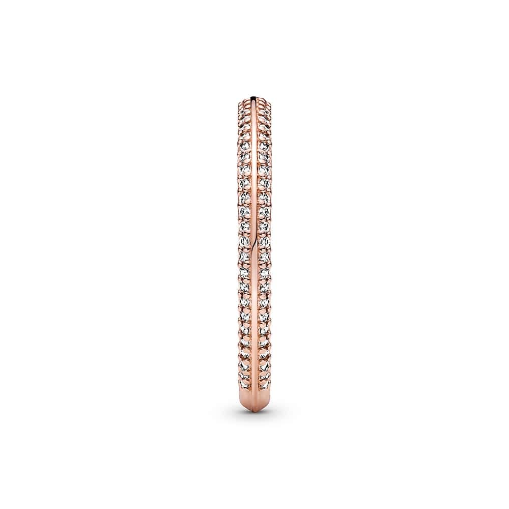 Pandora ME Pavé Ring - Rose Gold Ring for Women - Layering or Stackable Ring - Gift for Her - 14k Rose Gold-Plated Rose with Cubic Zirconia - Size 7.5