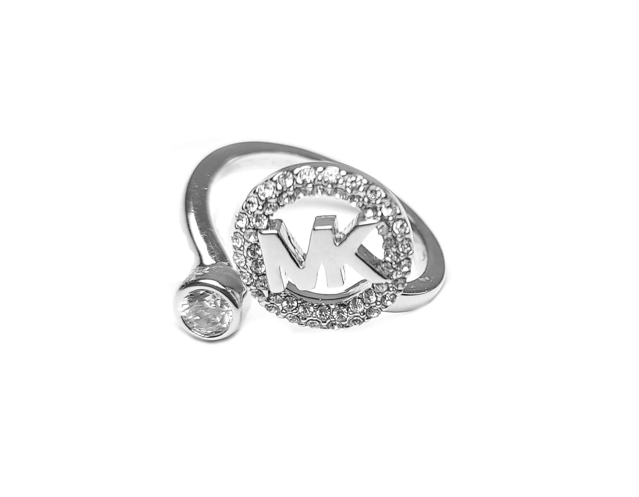 Michael Kors Precious Metal Plated Pave Adjustable Ring Silver 7