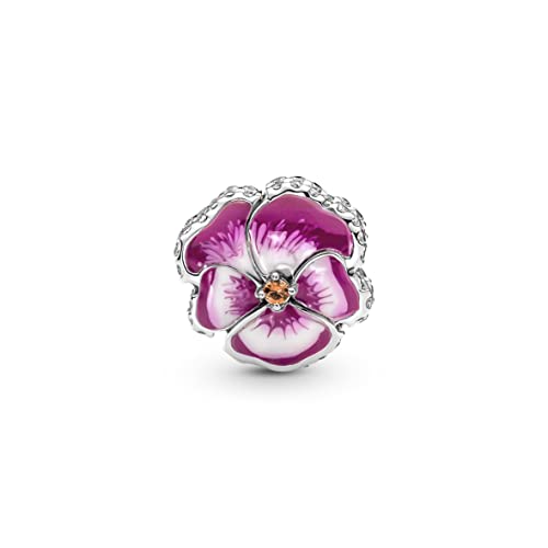 Pandora Pink Pansy Flower Charm Bracelet Charm Moments Bracelets - Stunning Women's Jewelry - Gift for Women in Your Life - Made with Sterling Silver, Cubic Zirconia & Enamel