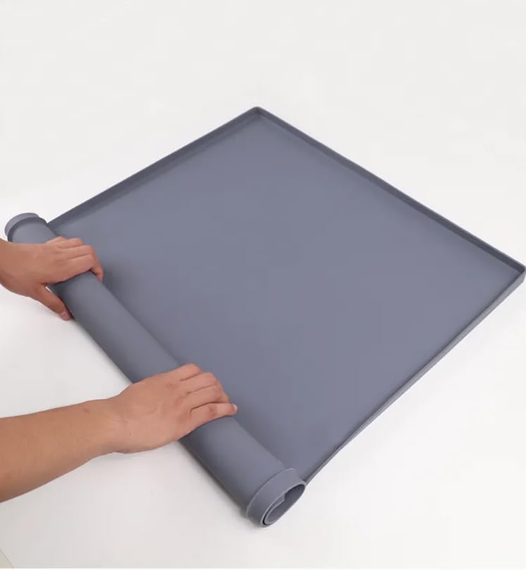 Premium 34β x 22β Under Sink Mat with Bonus Faucet Splash Guard: Waterproof Silicone Kitchen Sink Mat with Drain Hole - Rubber Mat Cabinet Protector, Anti-Slip, and Waterproof Kitchen Cabinet Liner
