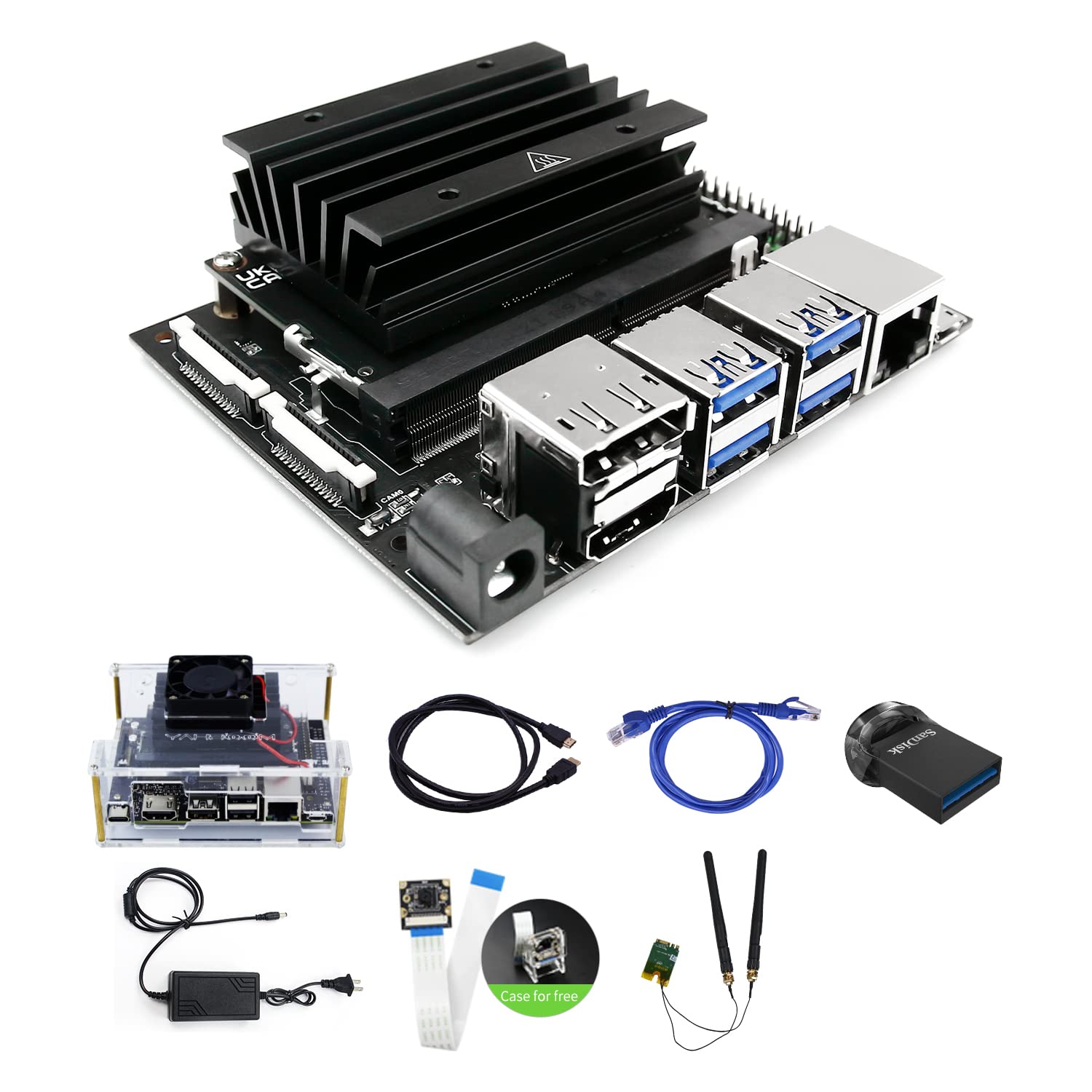 Yahboom Jetson Nano 4GB SUB Developer Kit with Wireless-AC8265 Dual Mode AC8265 Wireless NIC Module Jetson Nano Acrylic Case Camera Power Adapter (SUB WiFi Advanced Package)