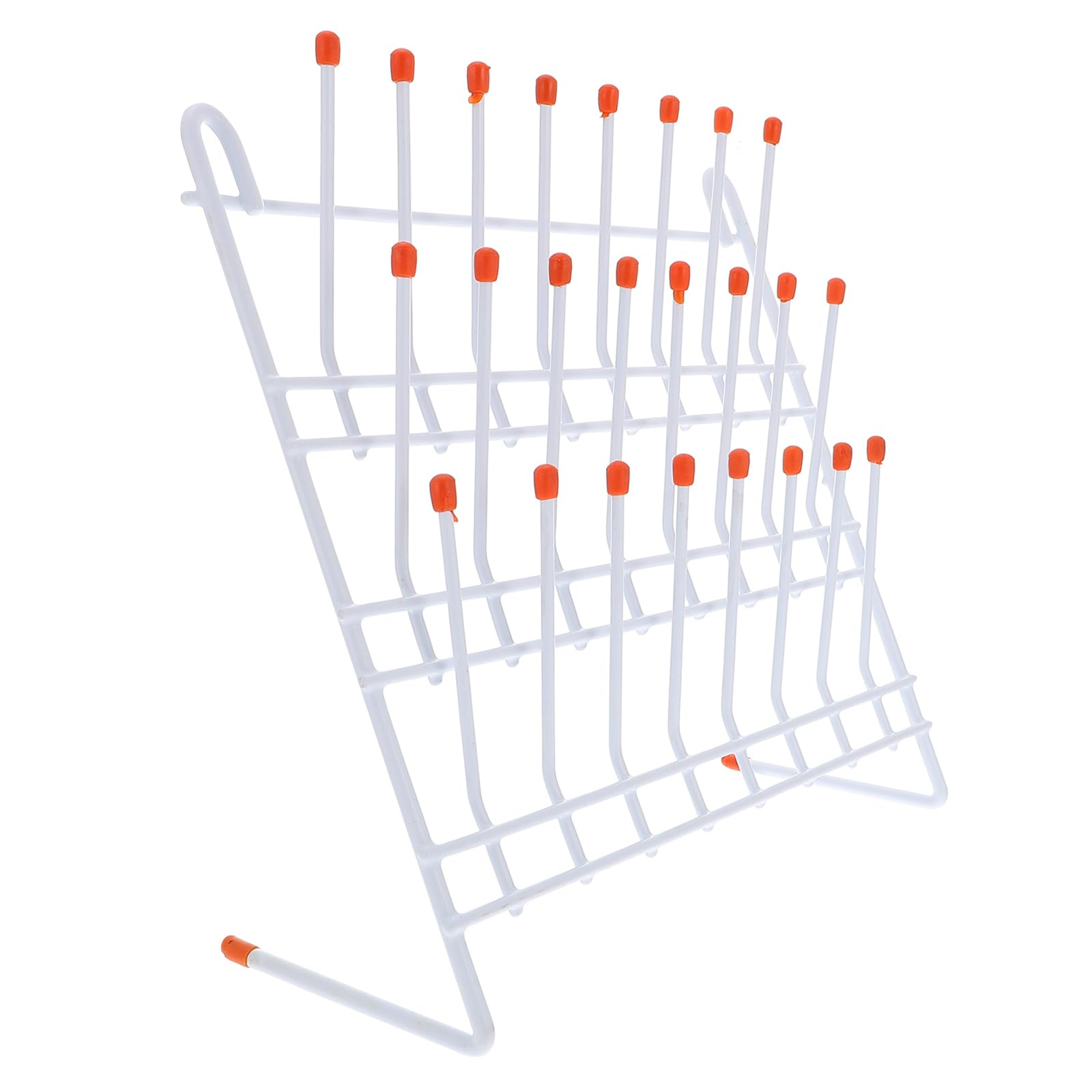 VILLCASE Drying Rack for Lab 24 Pegs Lab Glassware Rack Steel Wire Glassware Drying Rack Wall- Mount/ - Lab Glass Drying Rack White Cleaning for Laboratory Utensils