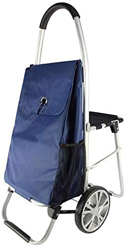 Shopping Trolley on Wheels Multi Function Shopping Cart with Seat Folding Collapsible Trolley Portable Non-Slip Handle Bearing Gravity Enhanced Storage Hand Trucks,Red,60 * 100Cm ,Sho