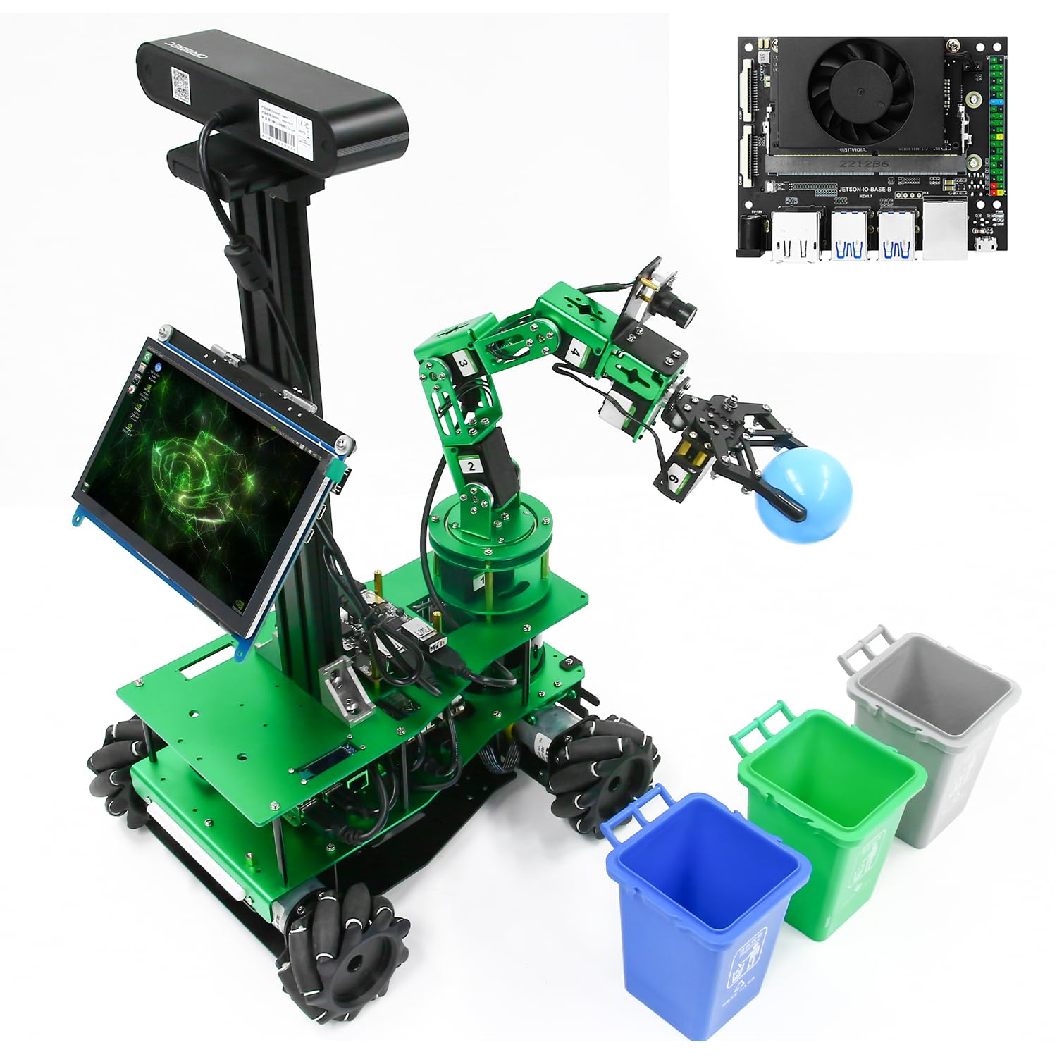 Yahboom Rosmaster X3 Plus Programmable ROS Robot Jetson Xavier NX Developer Board Visual Grab with Mecanum Wheel 6 Axis Robot Arm Kit for Adults