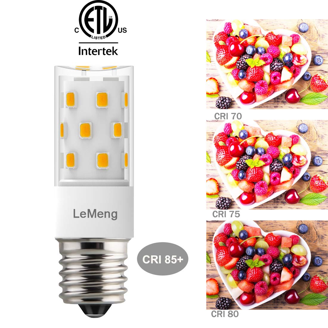 LEMENG E17 LED Bulb, Dimmable, 5W 500lm Warm White 2700K,35-50watt Halogen Replacement,AC 120V Appliance Bulbs Microwave Oven Stovetop Light,6-Pack