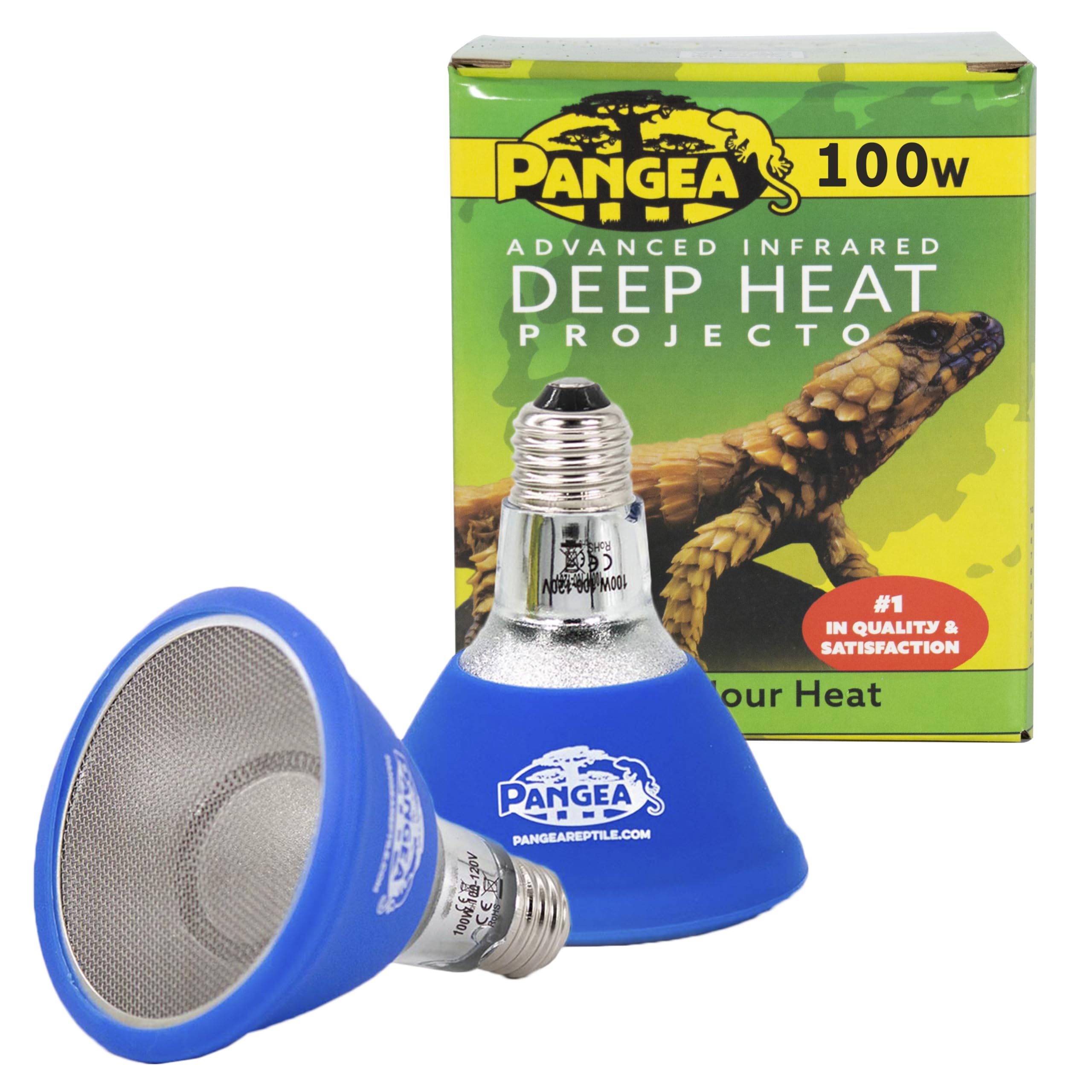 Pangea Deep Heat Projector 2-Pack for Reptiles with Carbon Fiber Filament, Deep Warming Infrared A and B Bulb for Basking Reptiles, Designed for Ceramic Sockets (100 Watt)