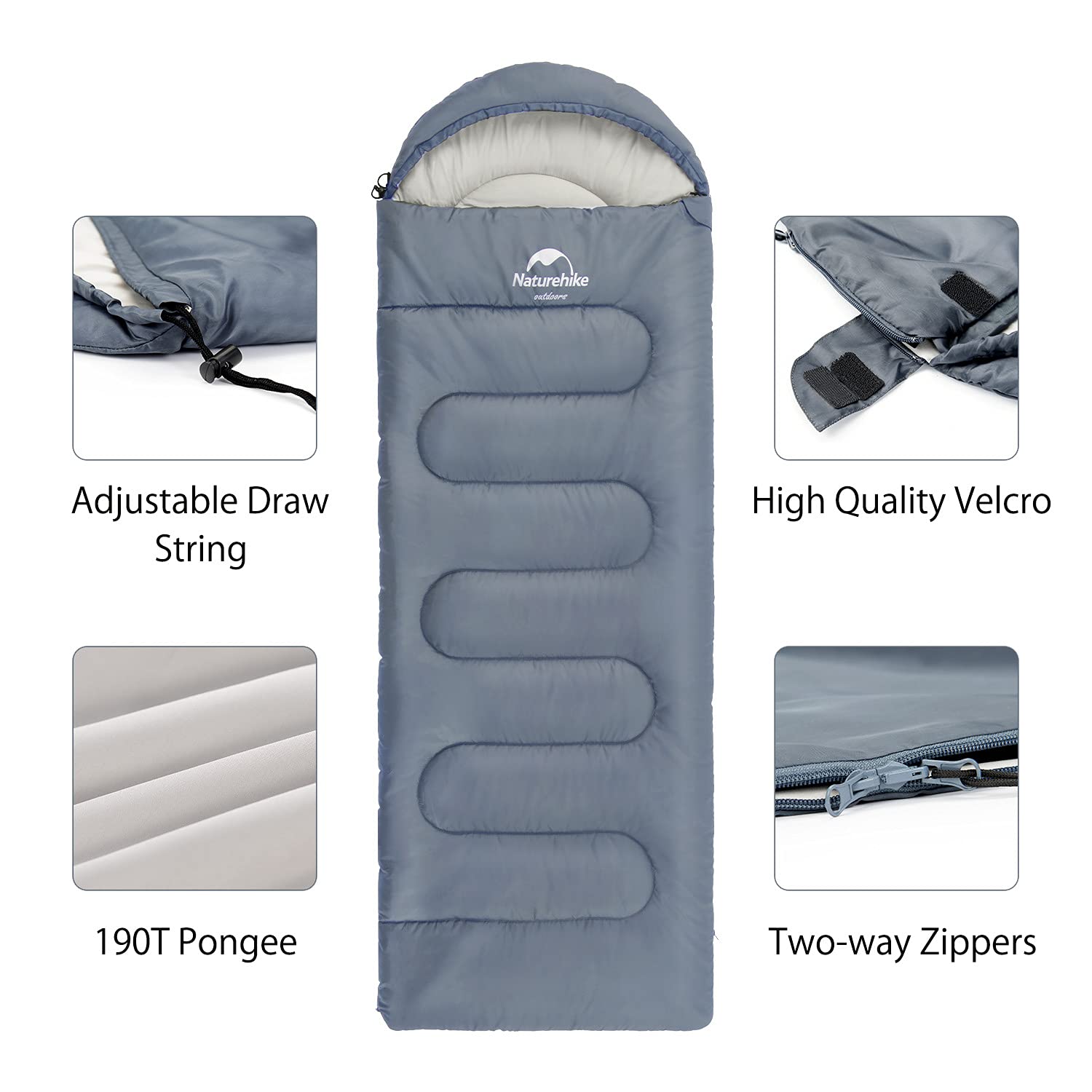 Naturehike Camping Sleeping Bag - Lightweight Waterproof Portable Splicable for Adults 3 Seasons, Hiking/Backpacking/Outdoor and Indoor Used with Storage Sack