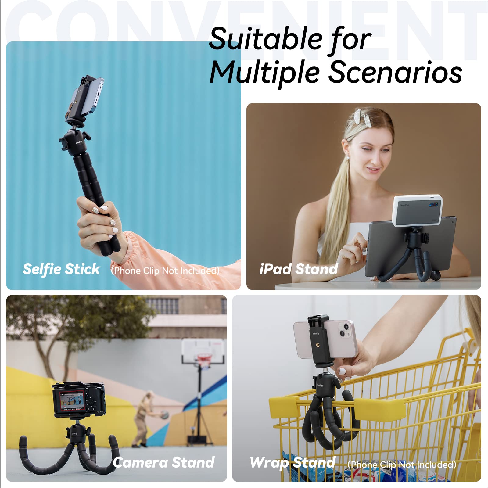 SmallRig Camera Tripod, Mini Smartphone Flexible Tripod Stand, Portable Tabletop & Travel Tripod for Vlog, Universal for iPhone for Canon for Sony Cameras 3903