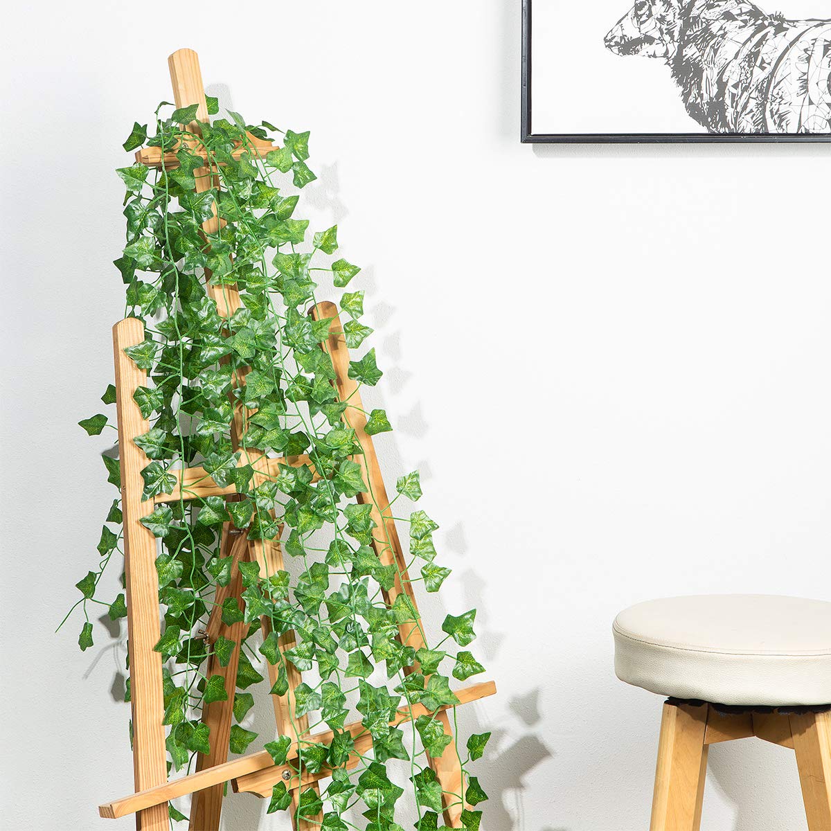 LuLuHouse Exoment 78Ft 12 Strands Artificial Ivy Leaf Plants Greenery Hanging Vines for Home Room Garden Office Wedding Wall Decor (Green)